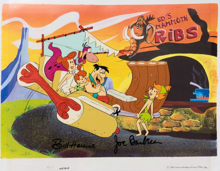 Flintstones in front of Ed's Mammoth Ribs (Original film illustration ...